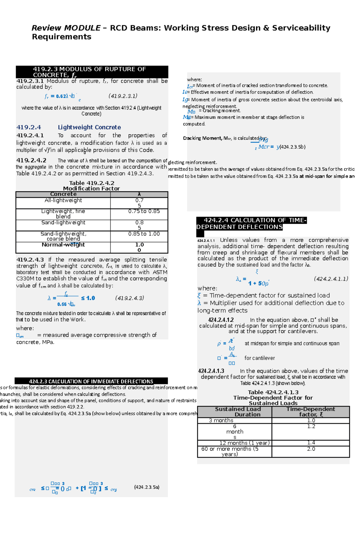 RCD 1 - saass - where: 𝐀𝐀𝐀= Moment of inertia of cracked section ...