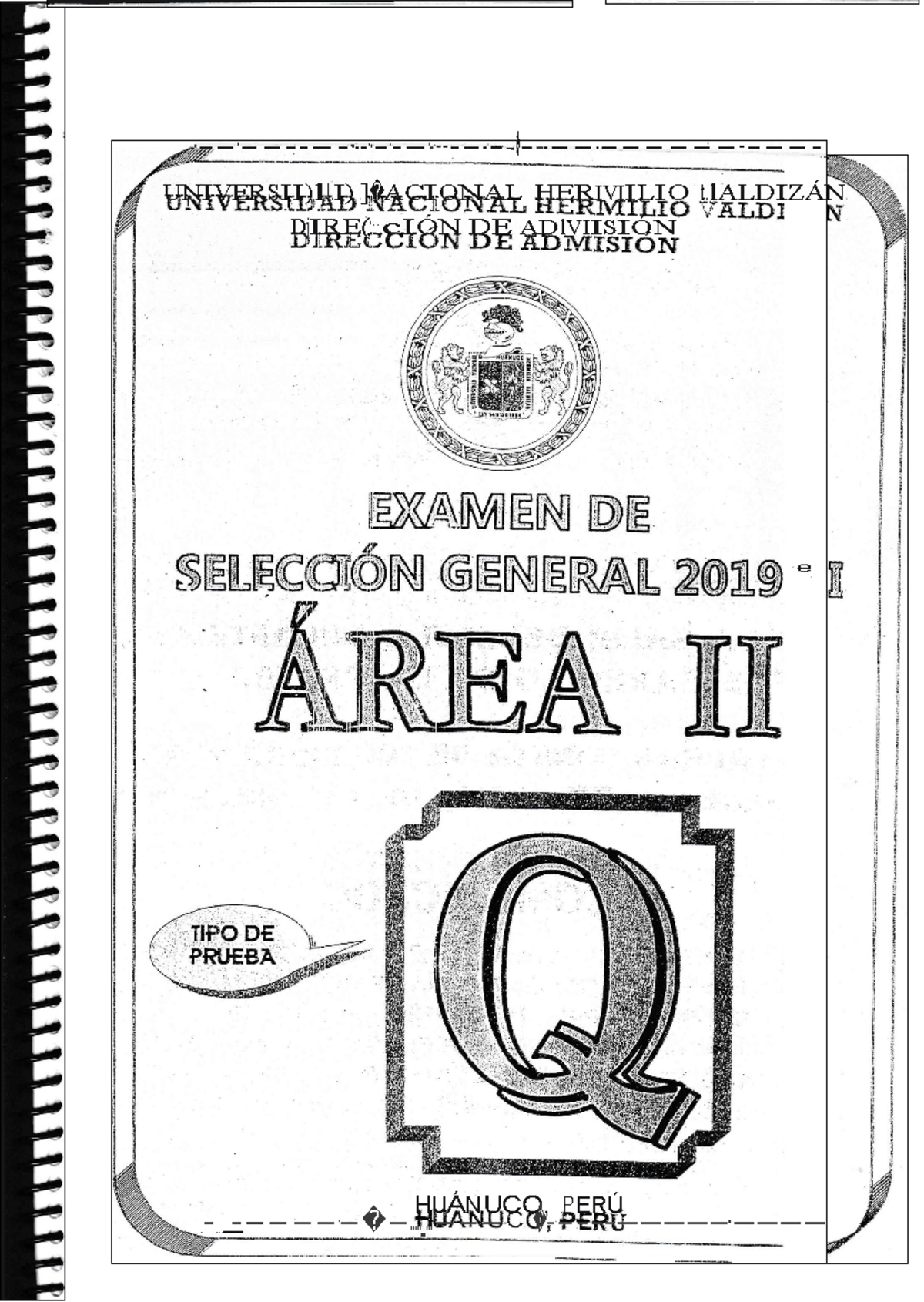 Admision AREA II-2019-I - 1 -· - ·- ··- · - ·- · - ·- - UN IV ER S II ...