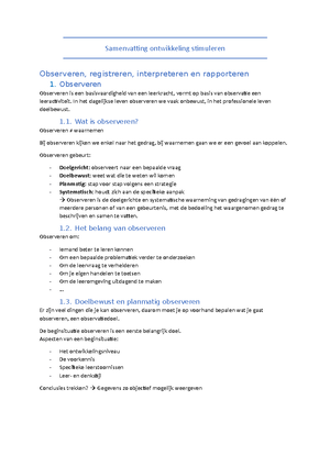 Ontwikkeling stimuleren - HoGent - Studocu