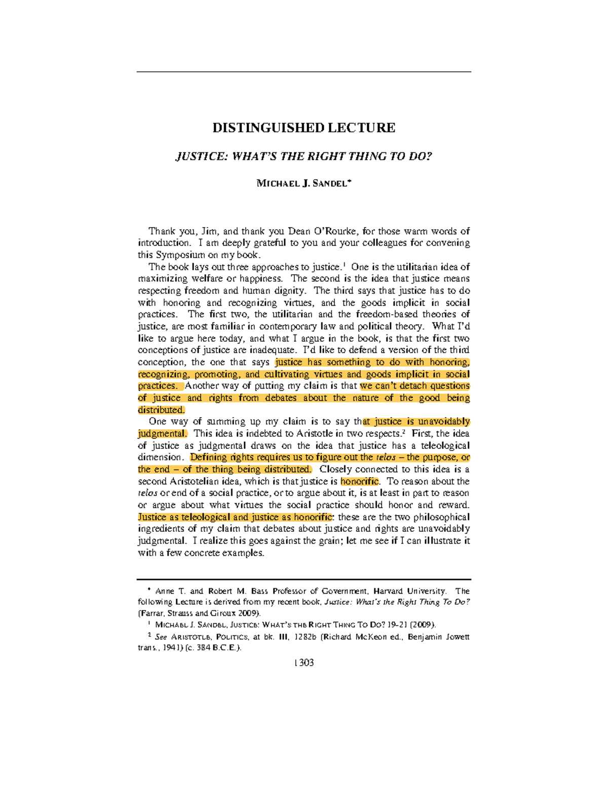 Prof. Michael Sandel, Justice- What's the Right Thing to 19 Do - 1303 ...