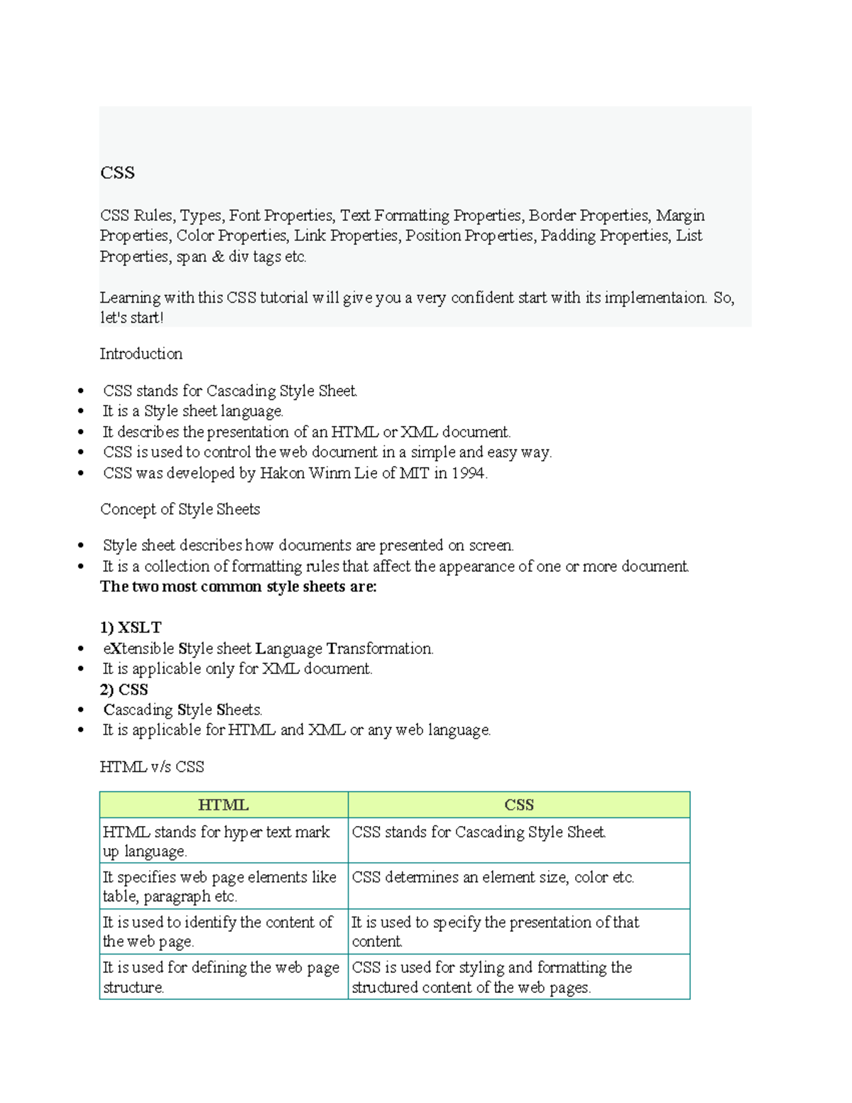 Css1 Css Css Css Rules Types Font Properties Text Formatting 1499