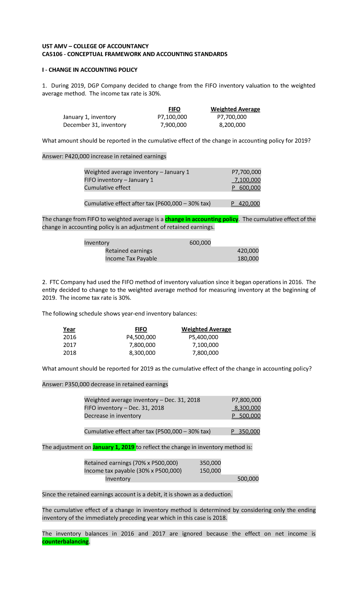 Module 5 Answerchange in Accounting Policy Estimate Errors Correction