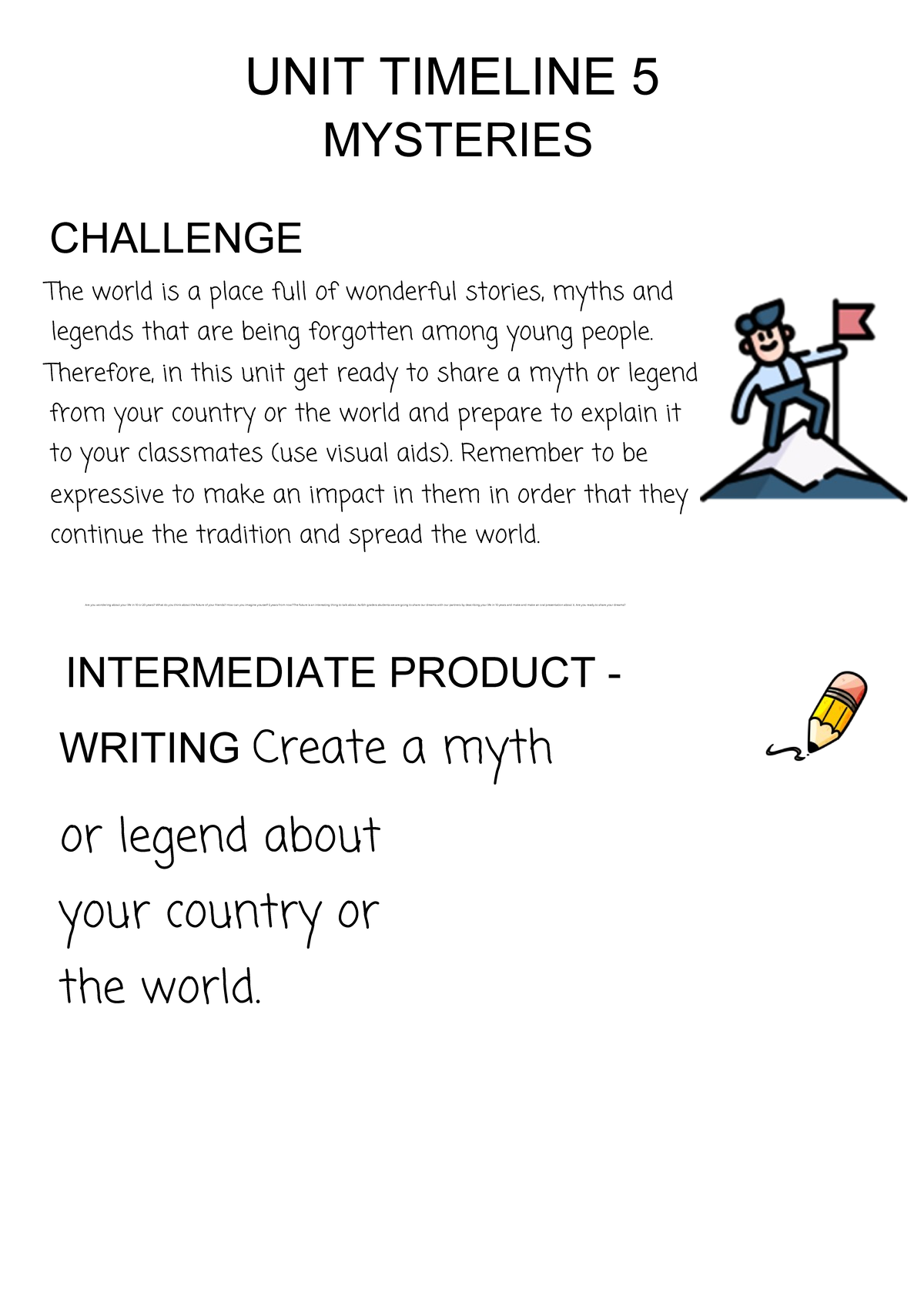 UNIT 5 - Outline 6TH Grade - UNIT TIMELINE 5 MYSTERIES CHALLENGE The ...