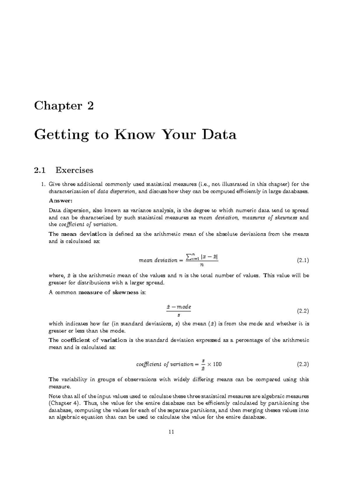 Ch02-SM-1 - other - Chapter 2 Getting to Know Your Data 2 Exercises ...