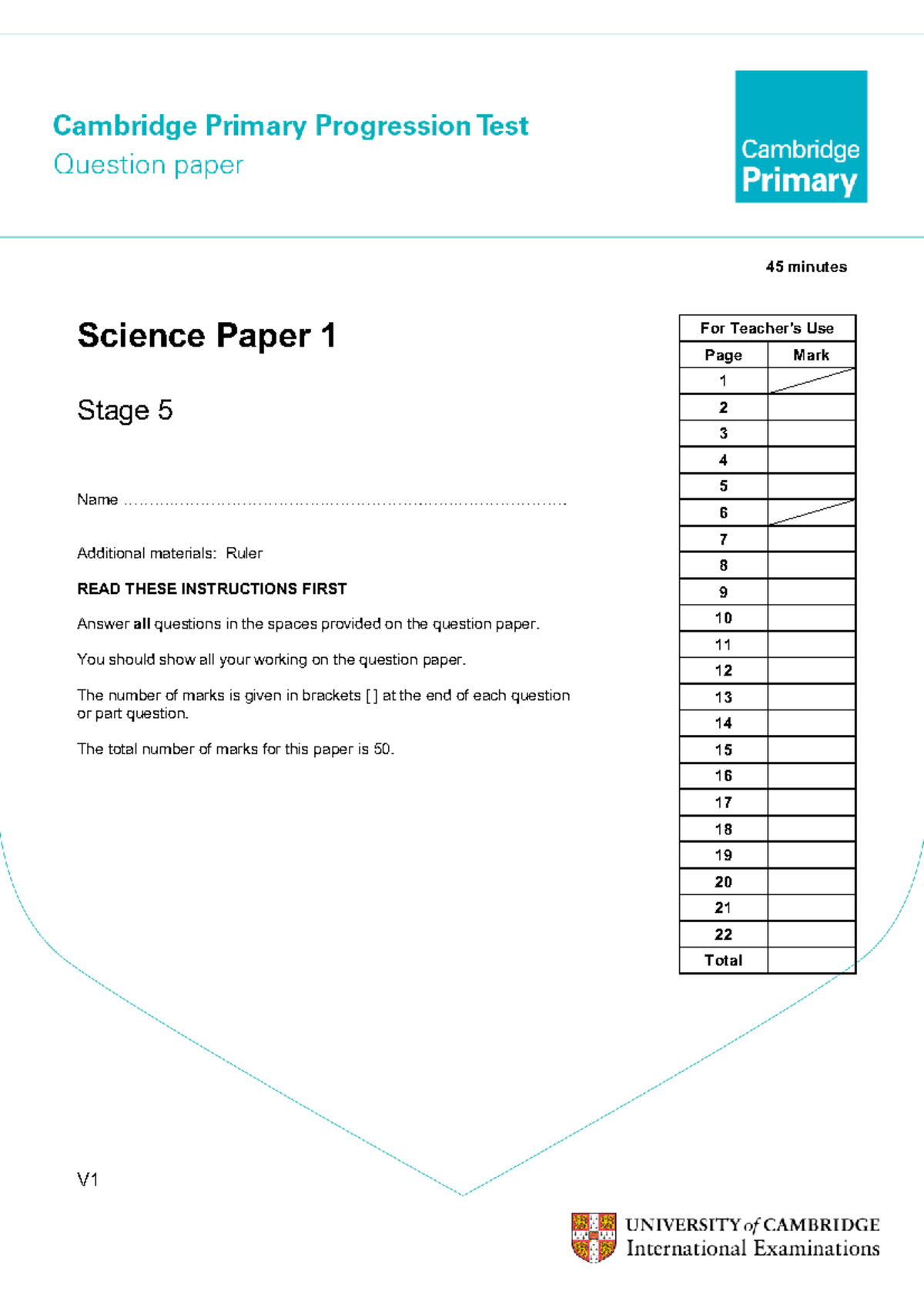 S stage 5 P840 01 AFP - parctice past cambridge paper of science ...