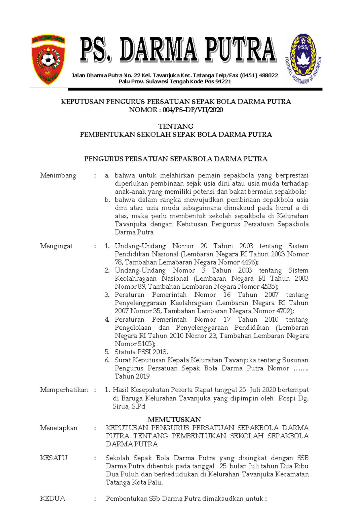 Ilide - Struktur Kelas - Jalan Dharma Putra No. 22 Kel. Tavanjuka Kec. Tatanga Telp/Fax (0451 ...