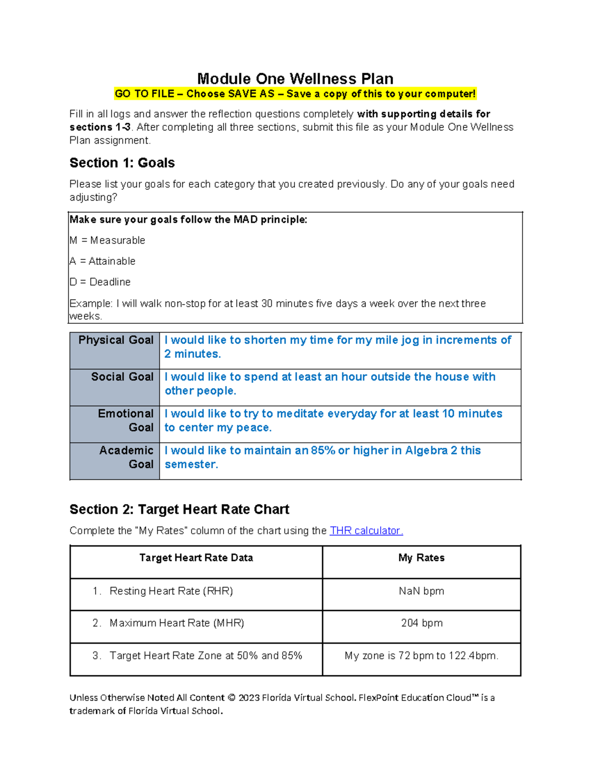 Module 1 Wellness Plan - n/a - Module One Wellness Plan GO TO FILE ...