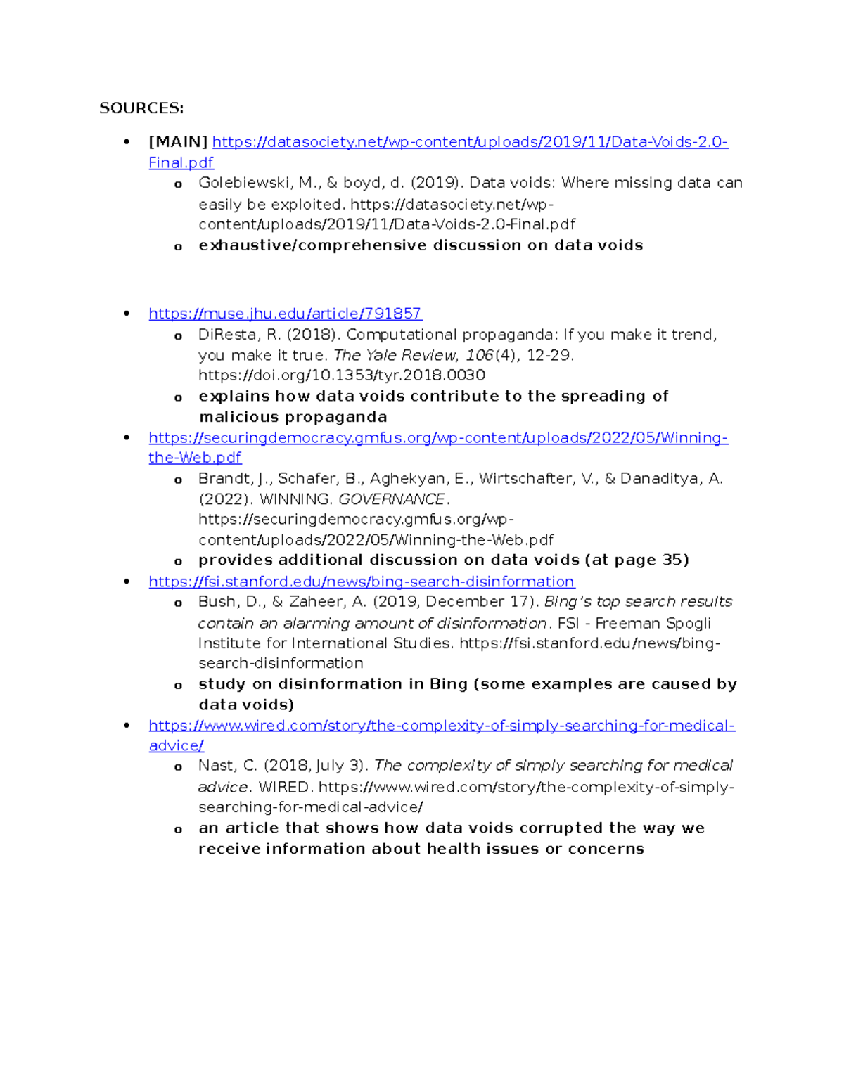 DATA Voids Research - enjoy - SOURCES: [MAIN] - Studocu