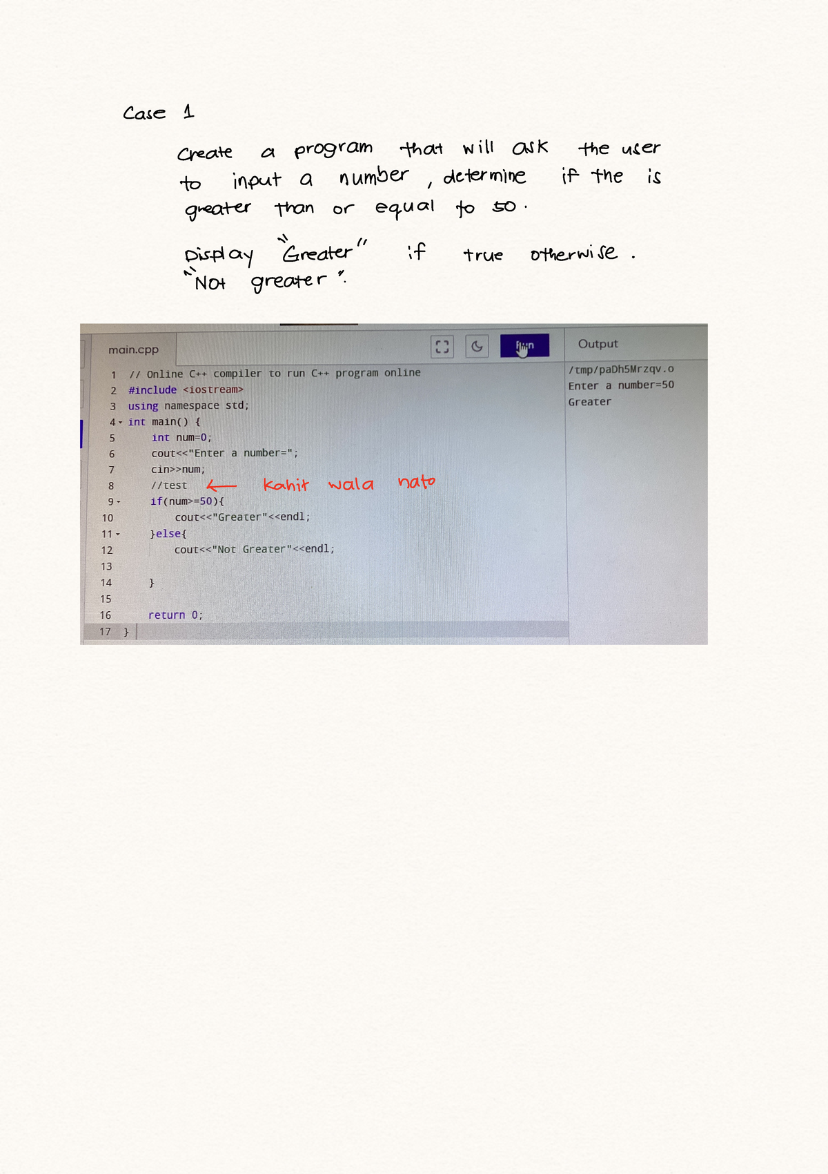 Programming Oct 12 - case 1 create a program that will ask the user to ...