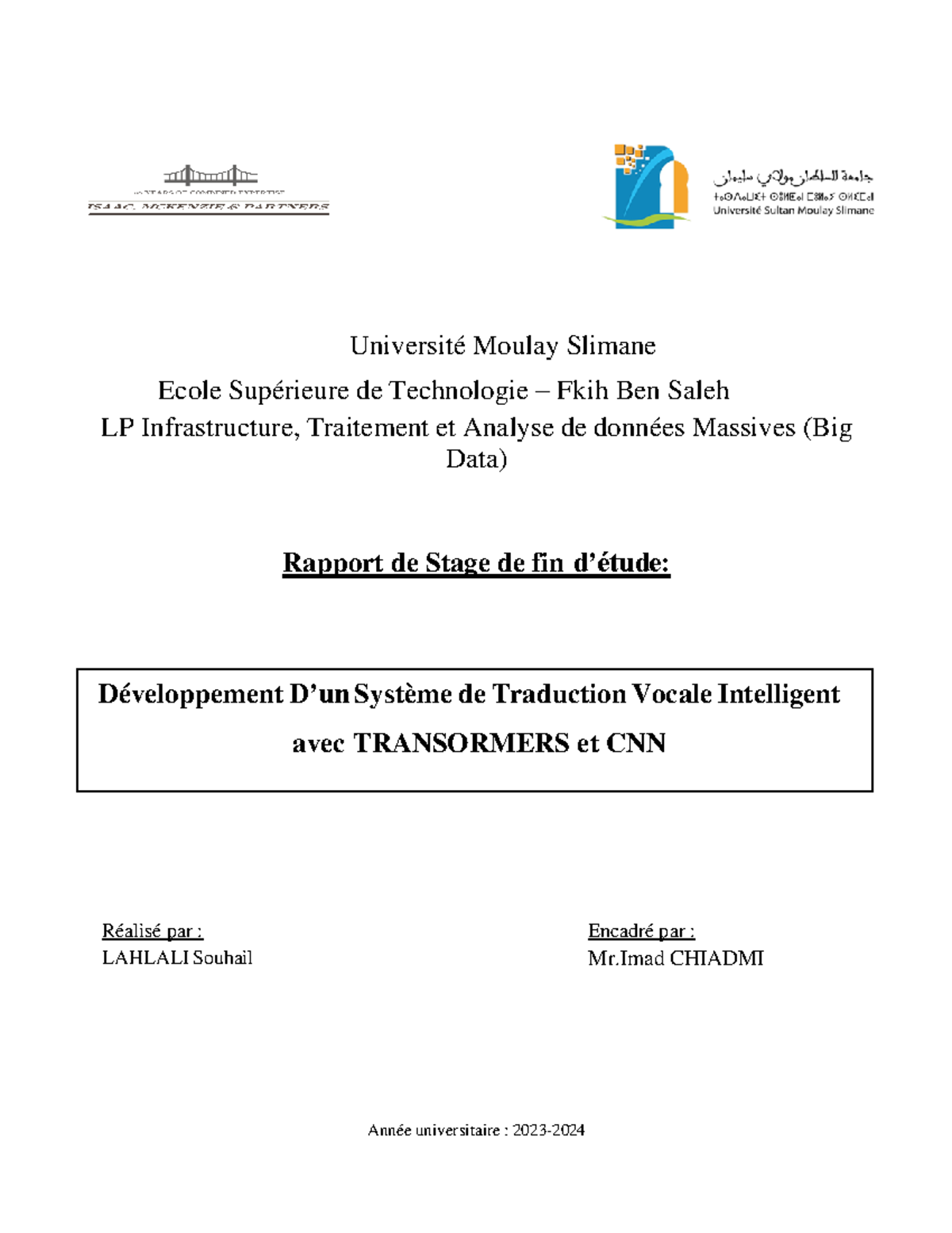 Rapport sfe Souhail Lahlali - Université Moulay Slimane Ecole ...