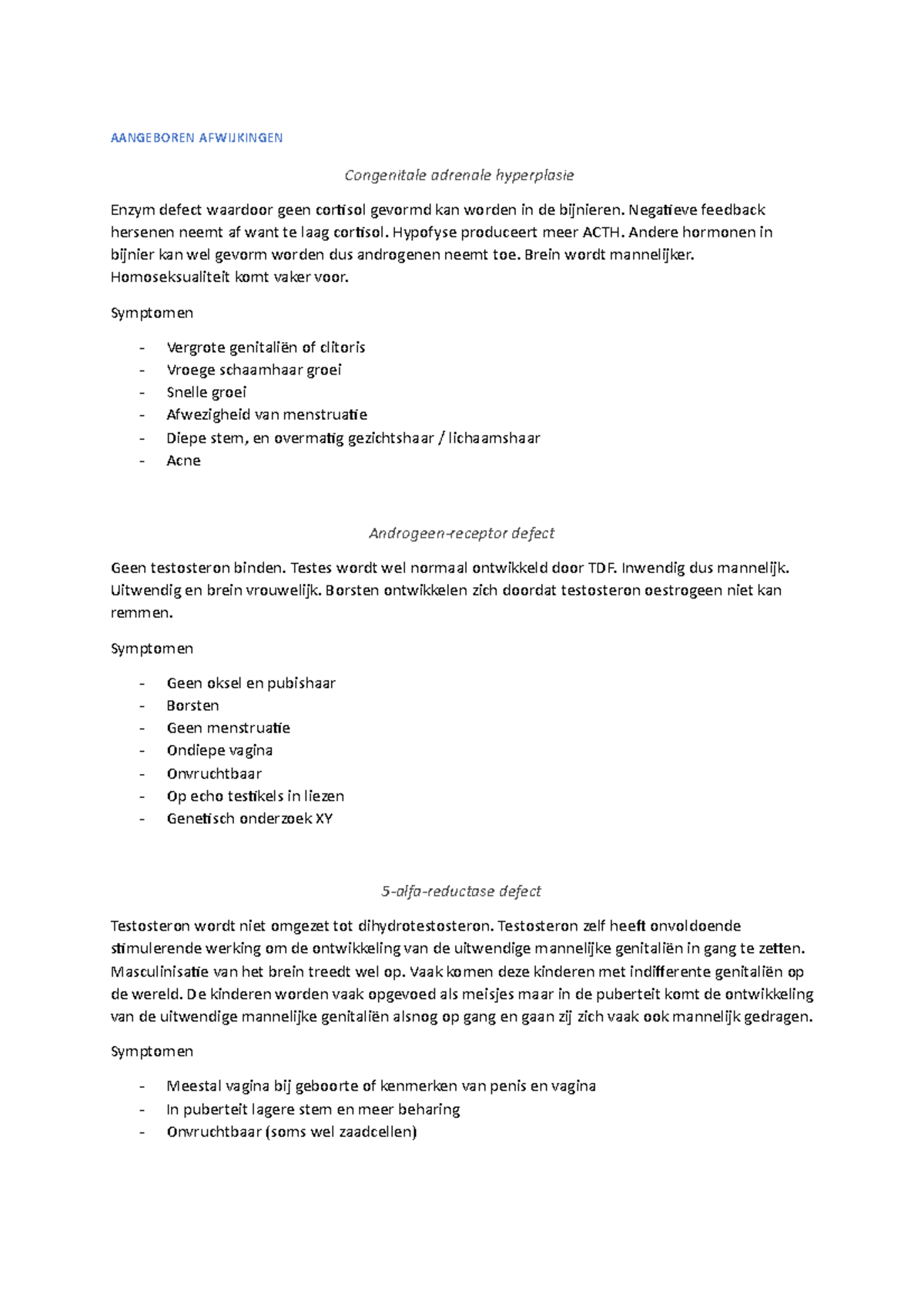 Aandoeningen en ziektes S - AANGEBOREN AFWIJKINGEN Congenitale adrenale ...