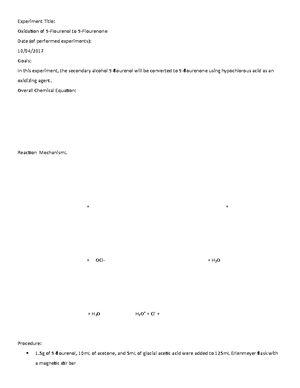 Lab Report - Multi-step synthesis part I and II - Lab Report: Multi ...