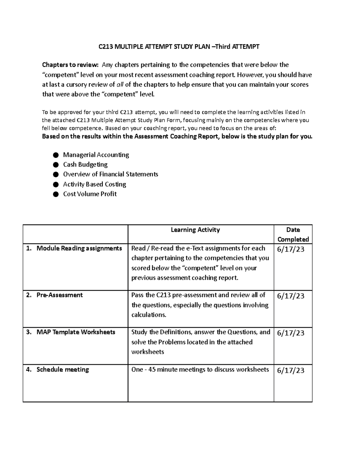 C213 Multiple Attempt Study - C213 MULTIPLE ATTEMPT STUDY PLAN –Third ...