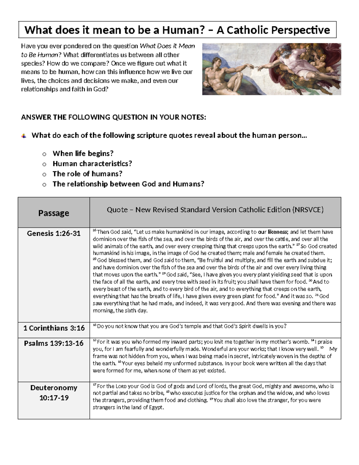 1.2 What Does it Mean to be Human - A Catholic Perspective - What does ...