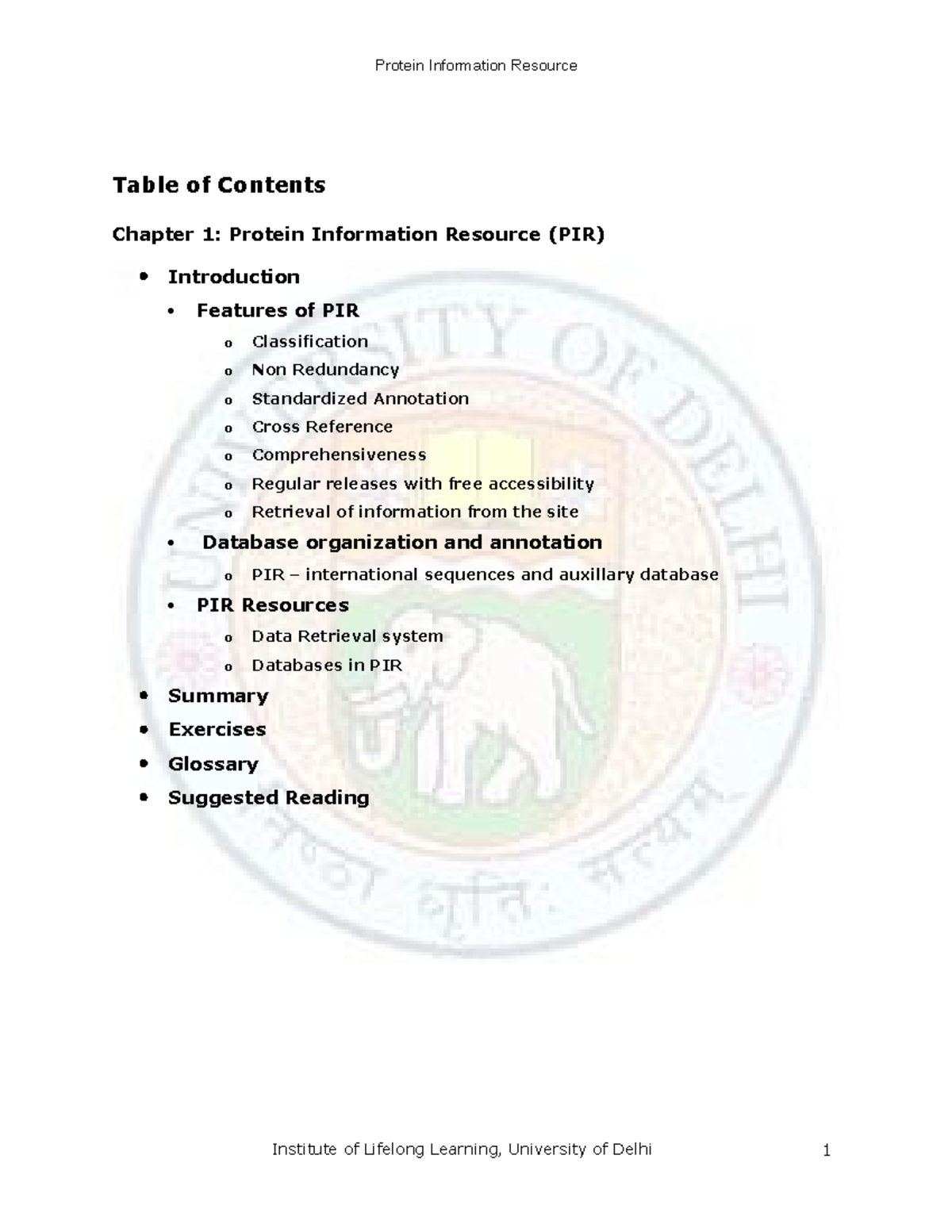 Unit -2 Biological Sequence Databases Protein Information Resource (PIR ...