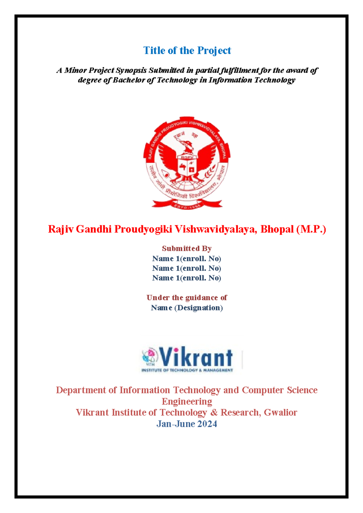 Synopsis format-minor - Title of the Project A Minor Project Synopsis ...