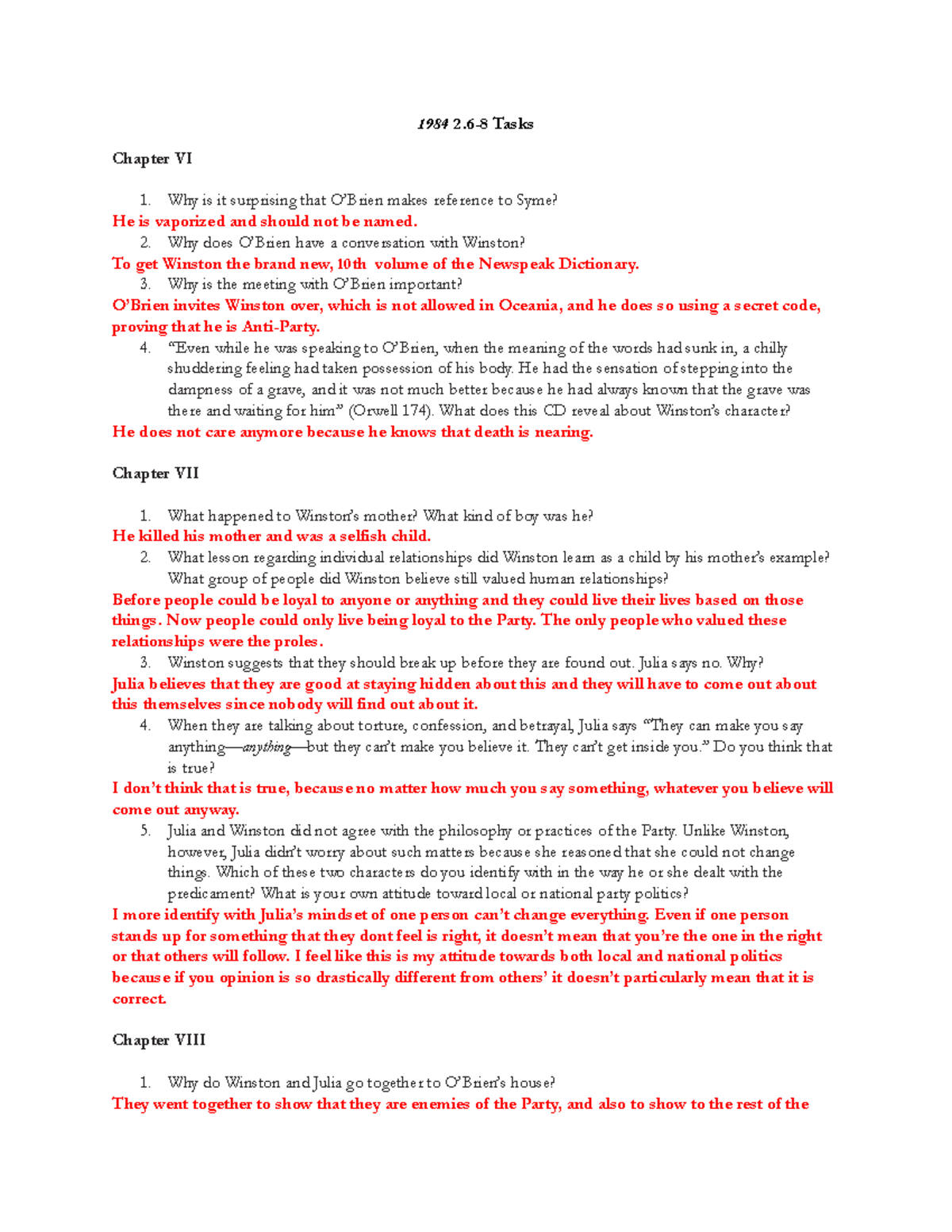 1984 2. 6-8 reading tasks - 1984 2-8 Tasks Chapter VI Why is it ...