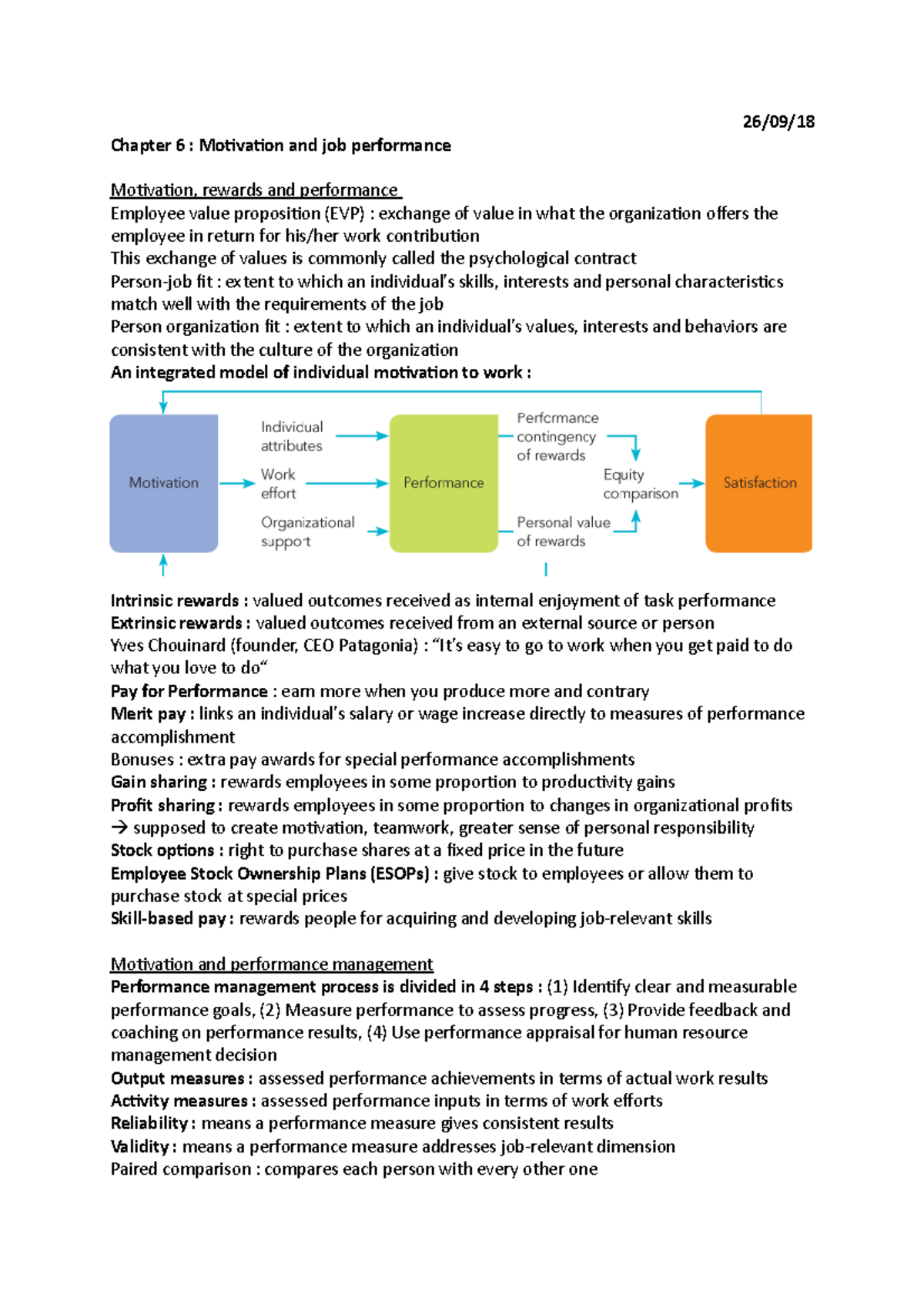 Chapter 6 - Motivation and job performance - 26/09/ Chapter 6 ...