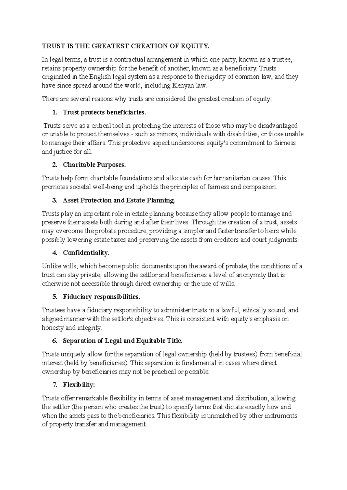 Trust IS THE Greatest Creation OF Equity - TRUST IS THE GREATEST ...