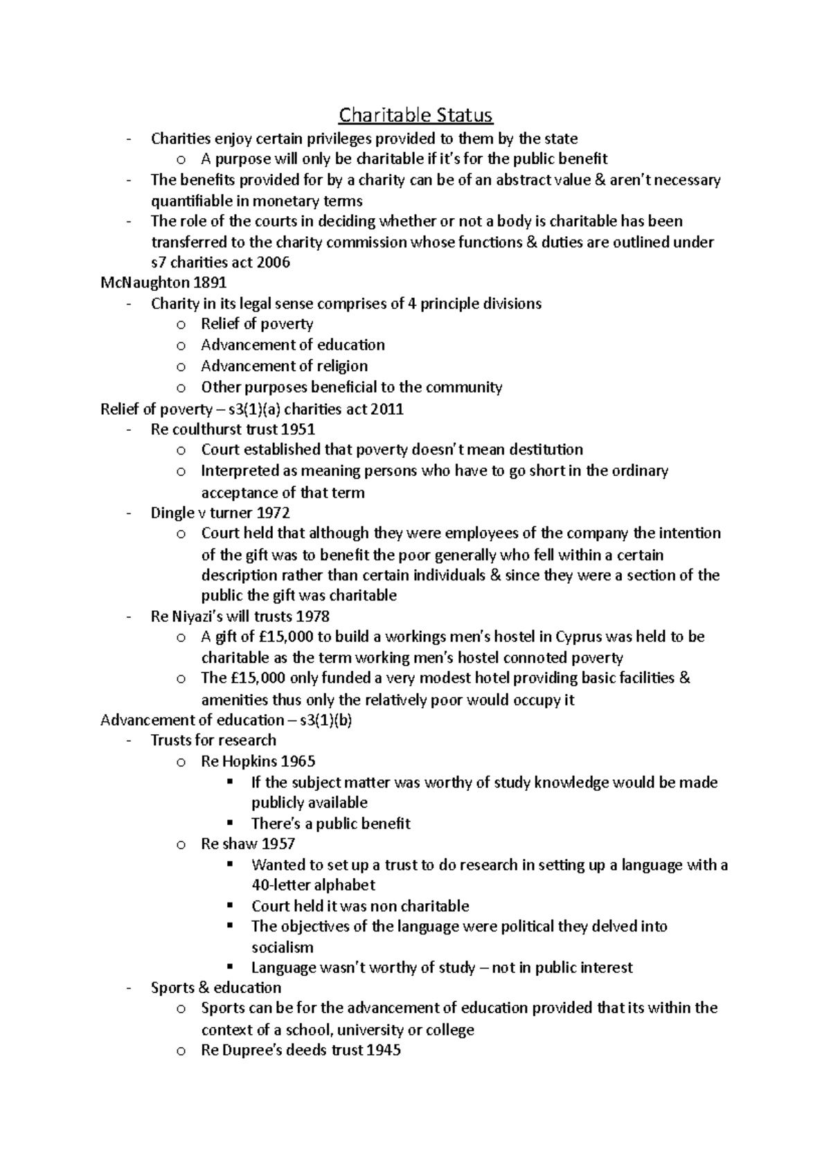 Charitable Status - Lecturer - Robert Hush - Charitable Status ...
