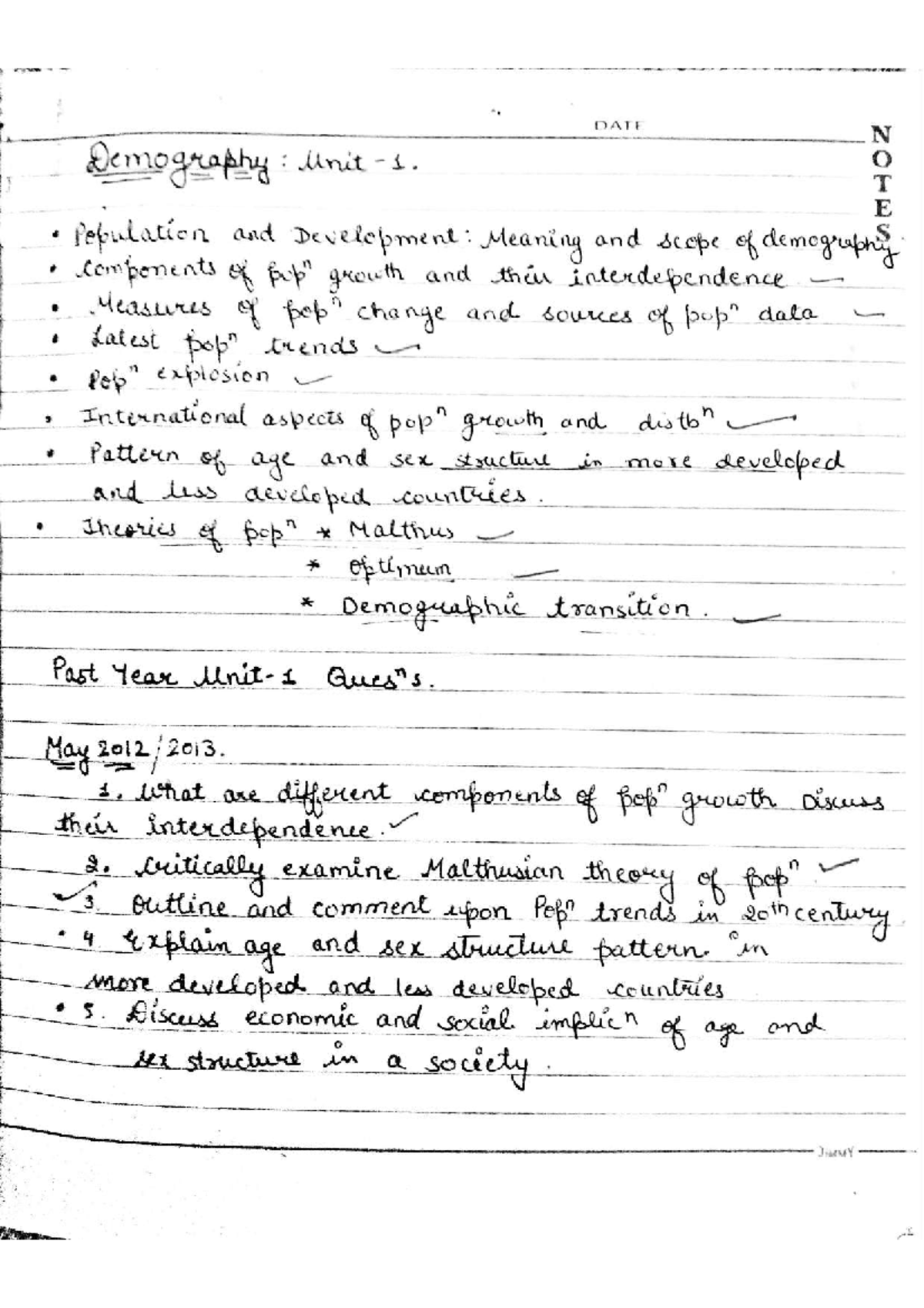 Demography Notes compressed - Geography - Studocu