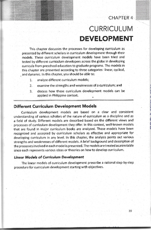 Curriculum Development - Cyclical Models - BSEd-Mathematics - Studocu