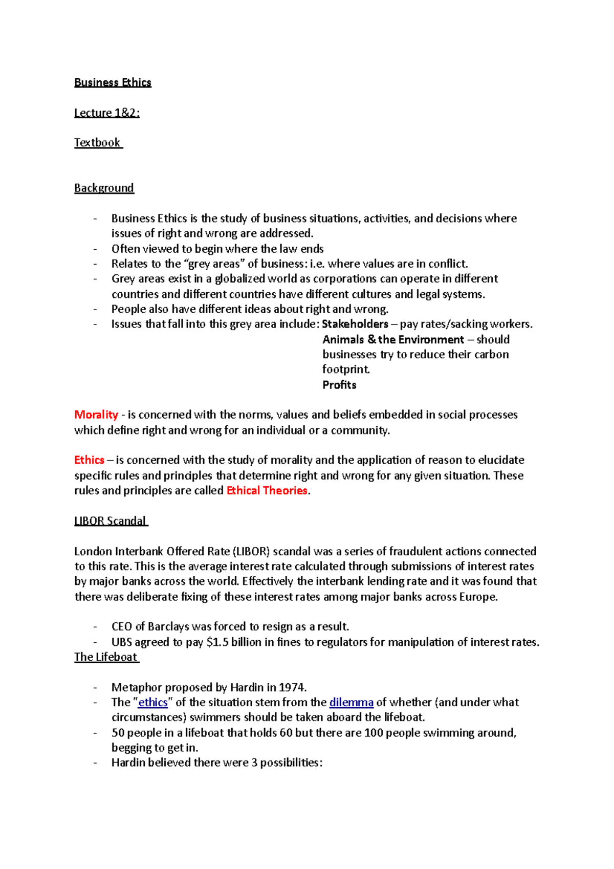Business Ethics Lecture Textbook - Studocu