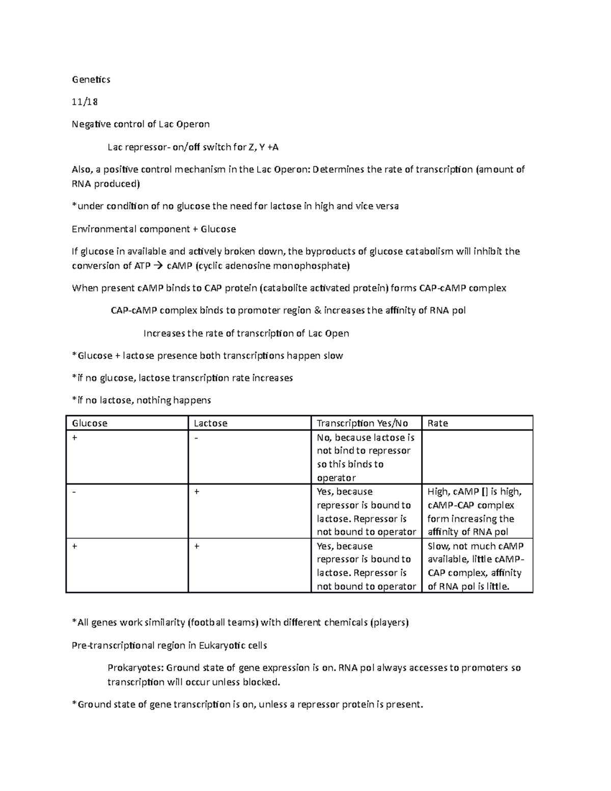 Genetics exam 3 - Lac Operon to the end - Genetics 11/ Negative control ...