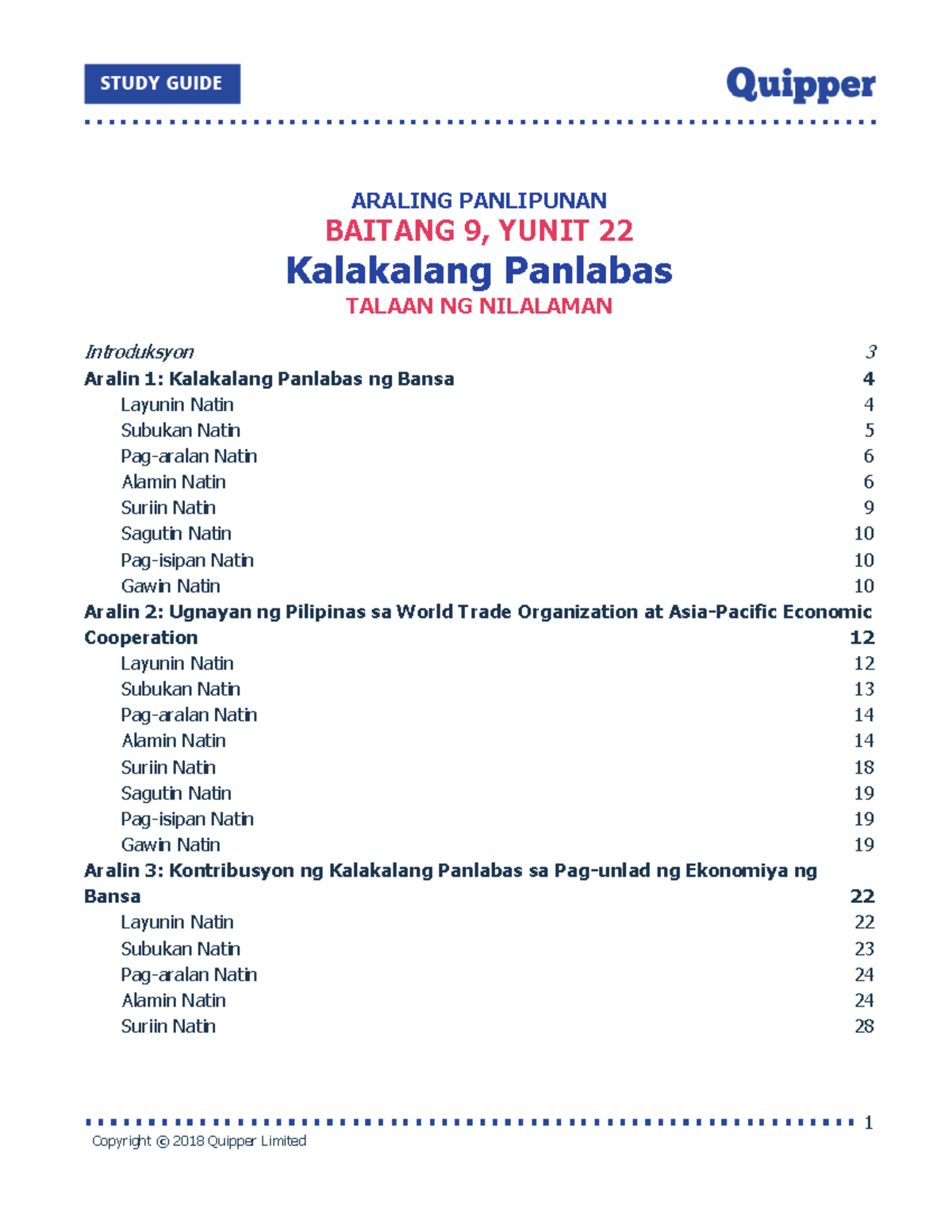 AP Yunit 22 - ARALING PANLIPUNAN Kalakalang Panlabas - BAITANG 9, YUNIT ...