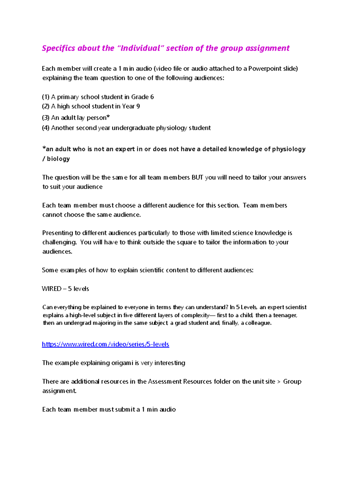 2024 Group Assignment Instructions for Individual Section - Specifics ...