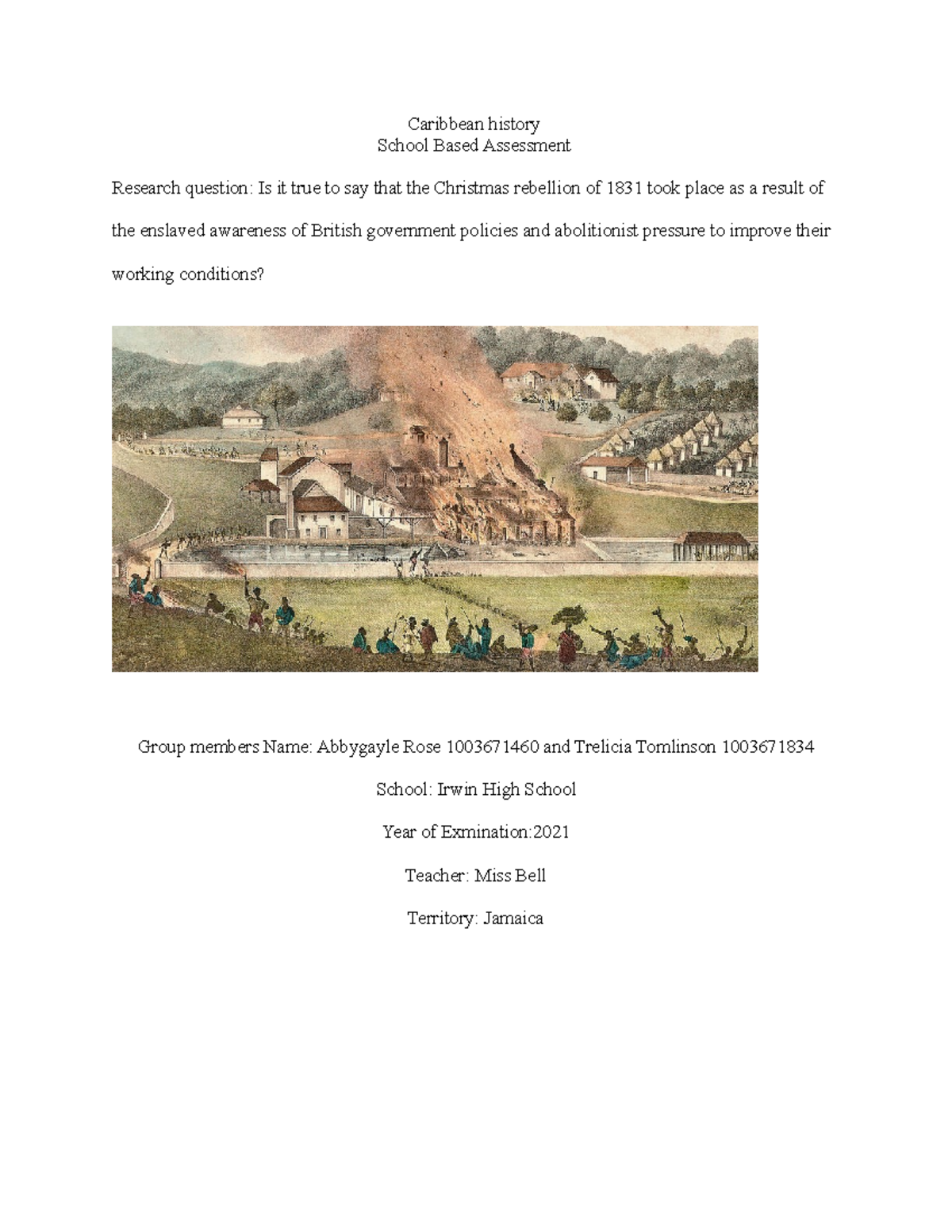 Caribbean History School Based Assessment - Caribbean history School ...