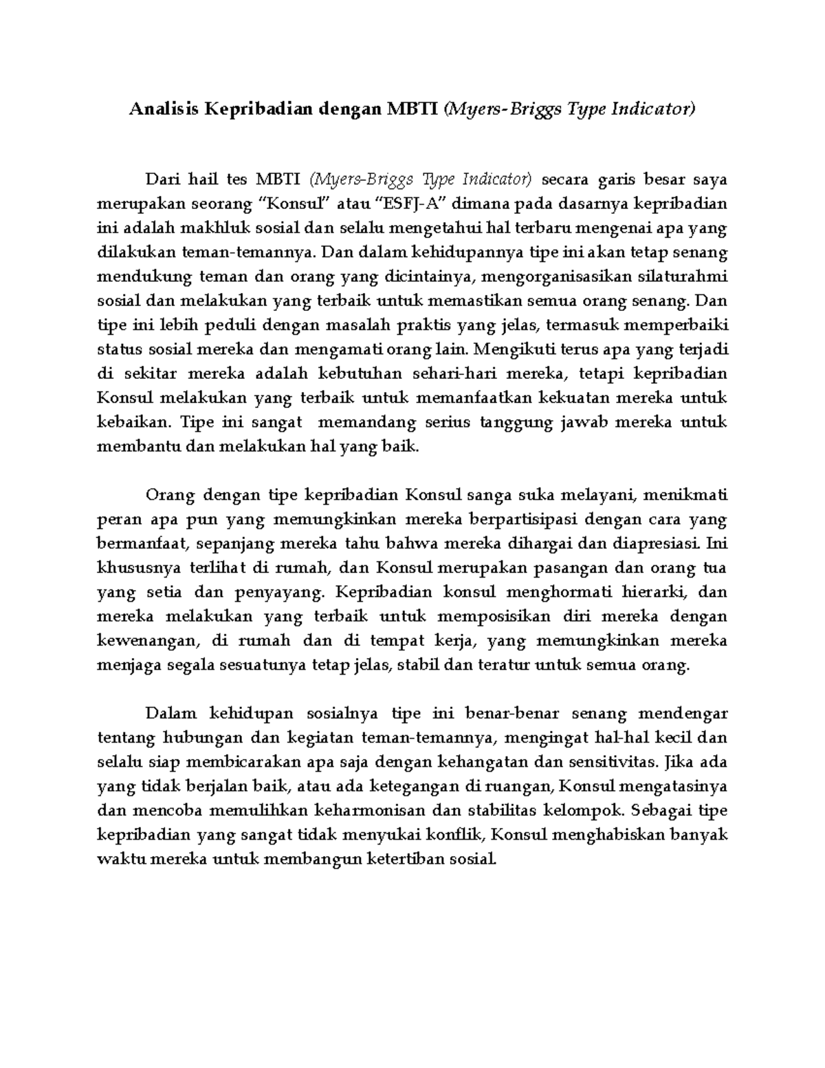 Analisis Kepribadian - Dan dalam kehidupannya tipe ini akan tetap ...