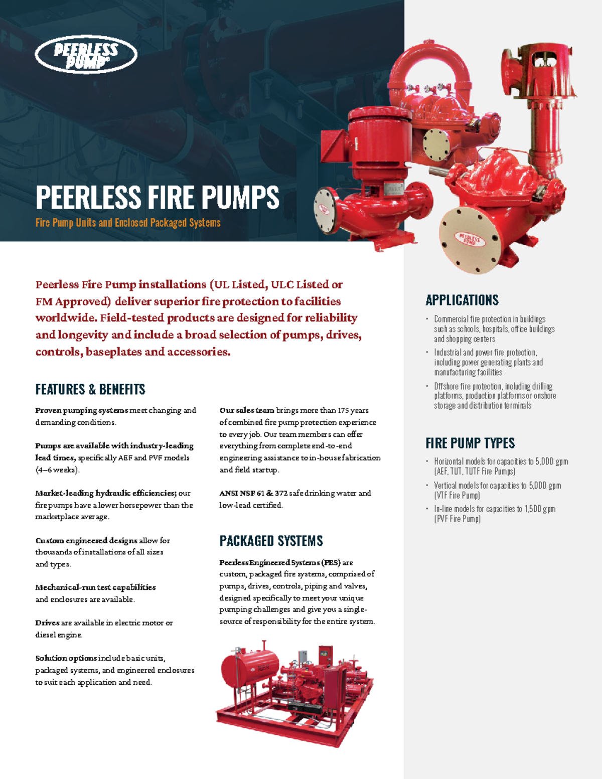 20-GNA-0363 datasheet Peerless-Pump-Brochures-and-Flyers Fire-Pumps v10 - FEATURES & BENEFITS ...