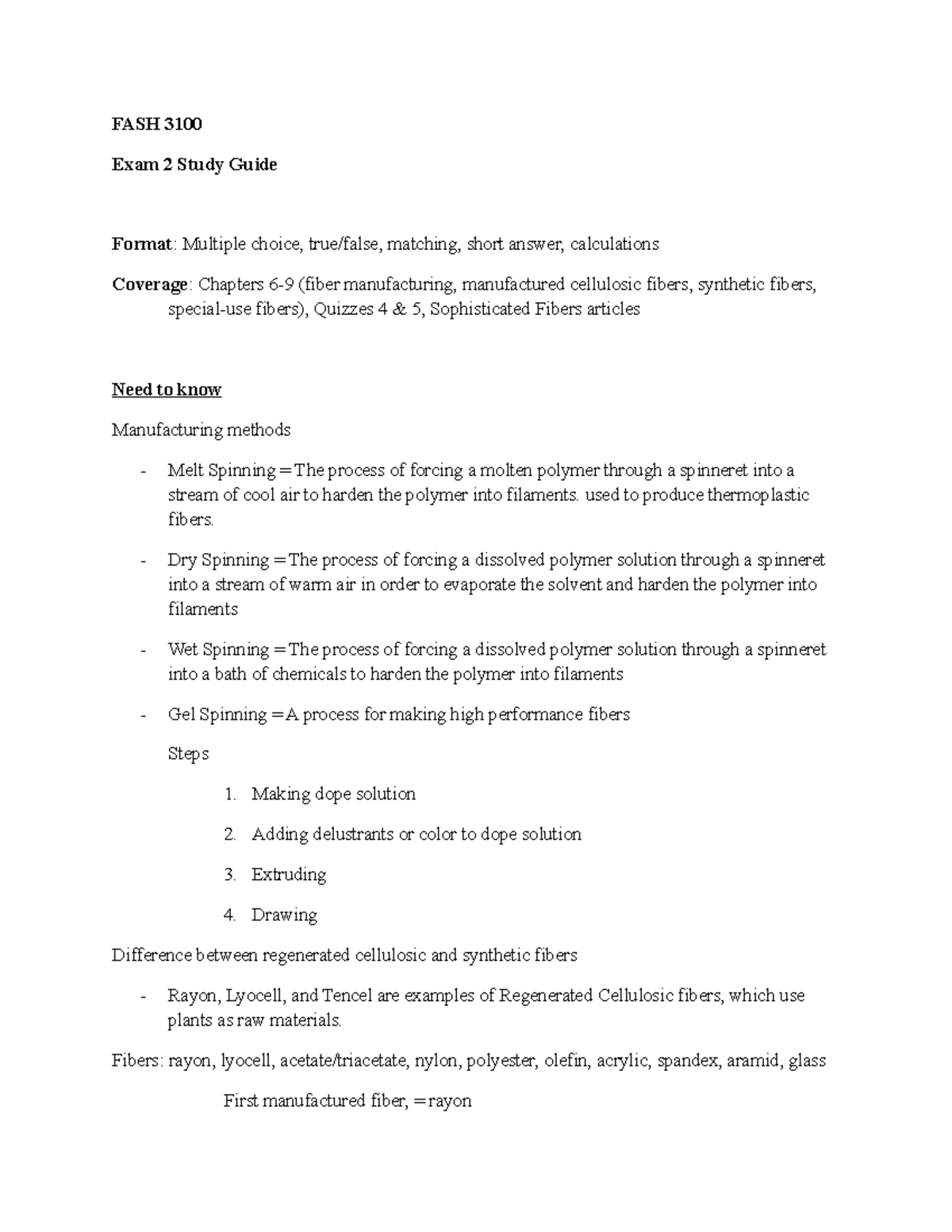 FASH 3100 Exam 2 Study Guide - FASH 3100 Exam 2 Study Guide Format ...