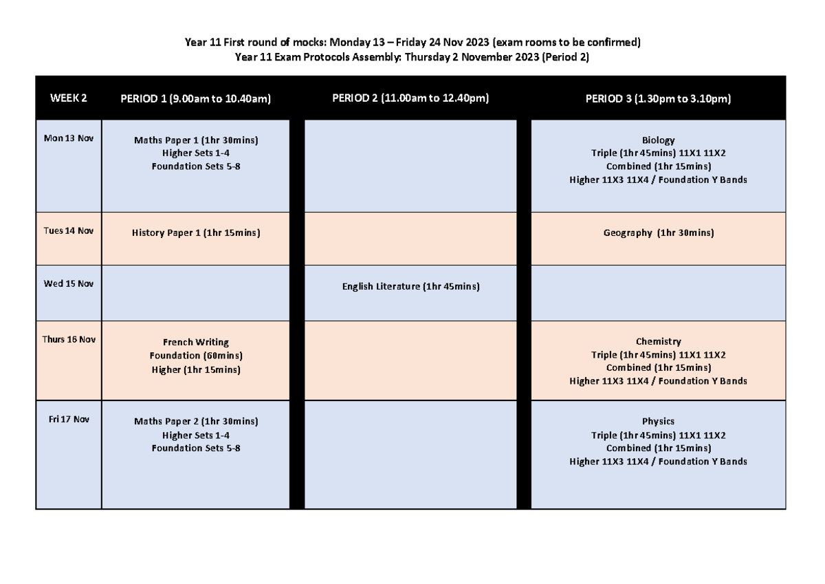 Y11 November Internal Mocks - website copy - Year 11 First round of ...