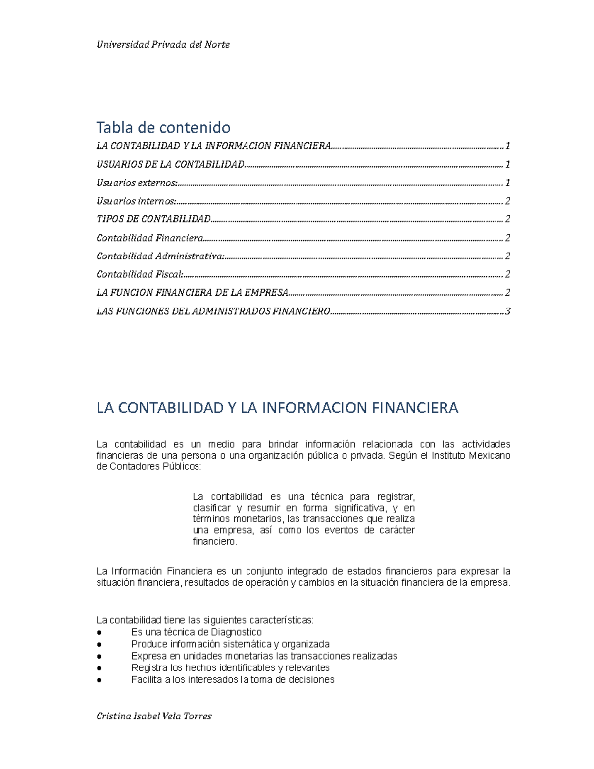 Actividad de Aplicación - A - Tabla de contenido LA CONTABILIDAD Y LA ...