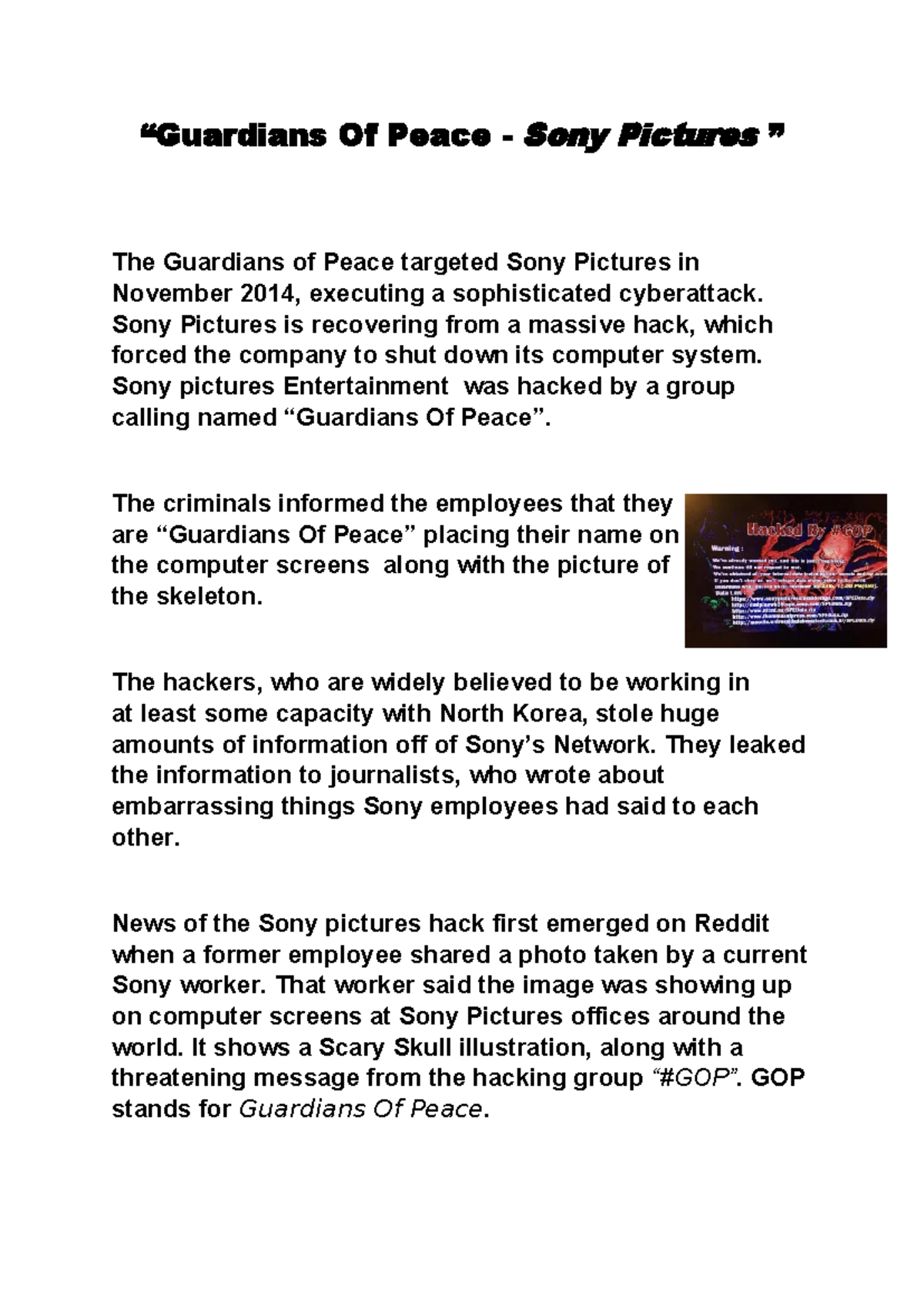 Guardians Of Peace - Sony Pictures is recovering from a massive hack ...