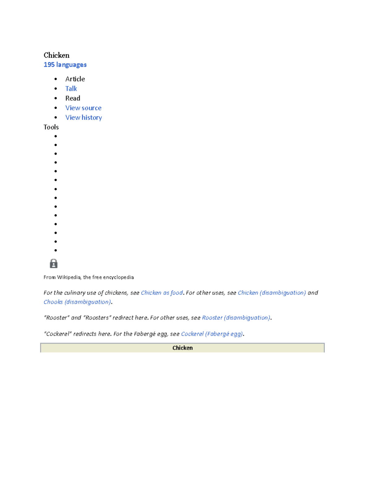 Chickn - A detailed report on the chicken - Chicken 195 languages ...