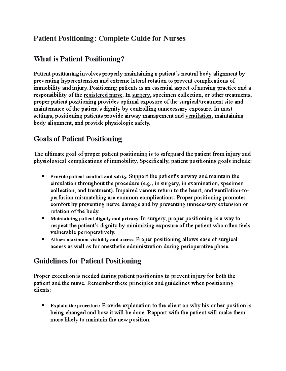 Patient Positioning - Positioning patients is an essential aspect of ...