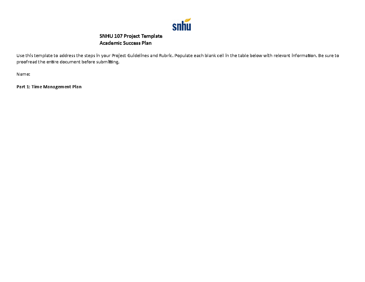 COPY of SNHU 107 Project Template - SNHU 107 Project Template Academic ...