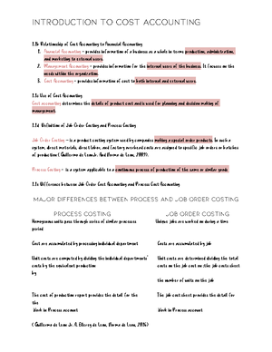 Chapter 1 Introduction to Cost Accounting and Cost Accounting Cycle ...