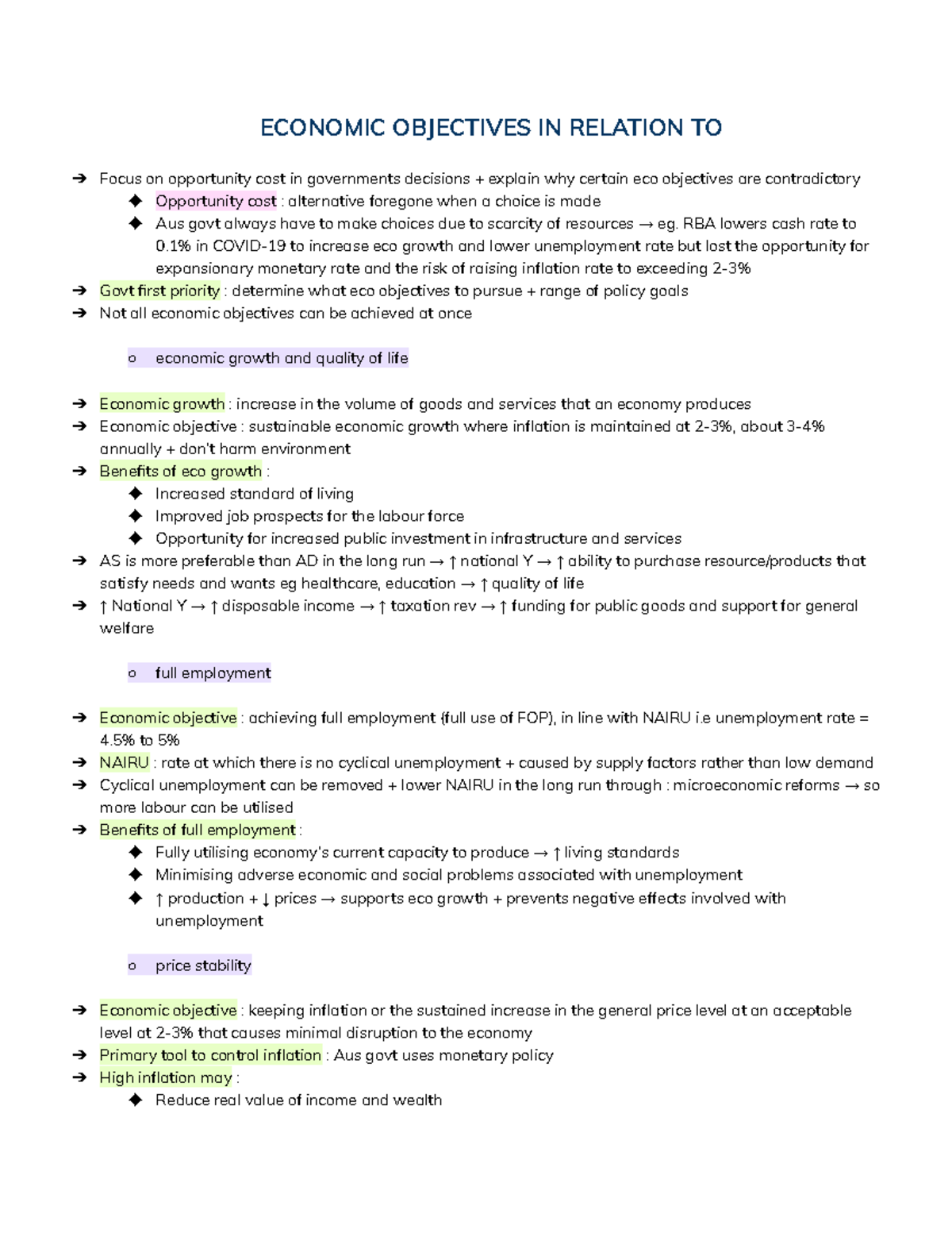 Topic 4 Economic Policies AND Management - ECONOMIC OBJECTIVES IN ...