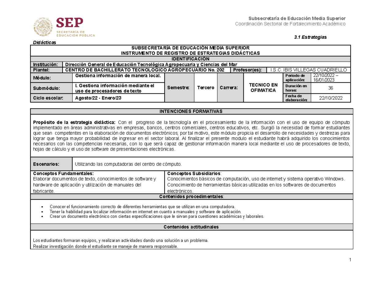 SEC. MOD 2 SUB 1 P3 - Programa - 3 Estrategias Didácticas SUBSECRETARÍA ...