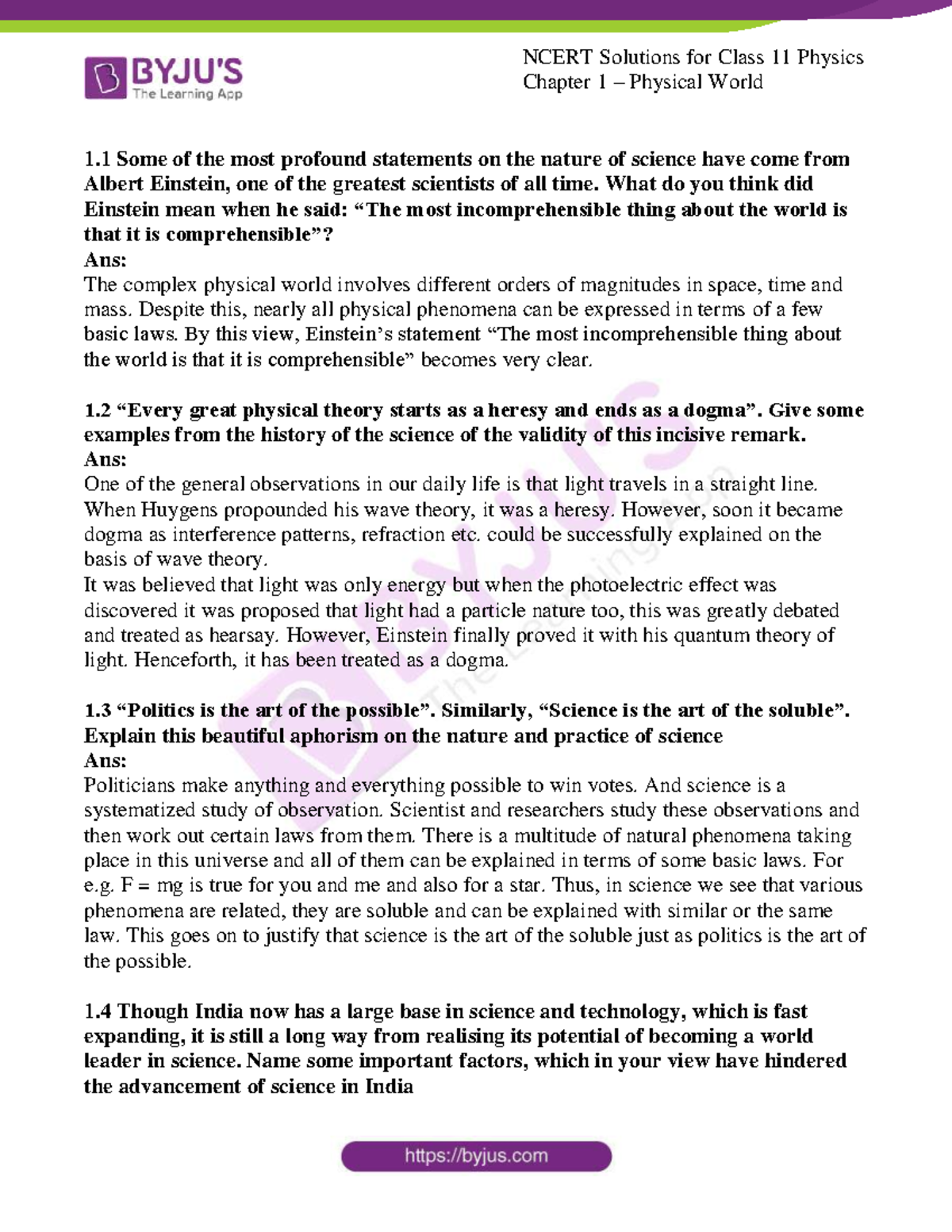 Ncert solutions class 11 physics chapter 1 - Chapter 1 – Physical World ...