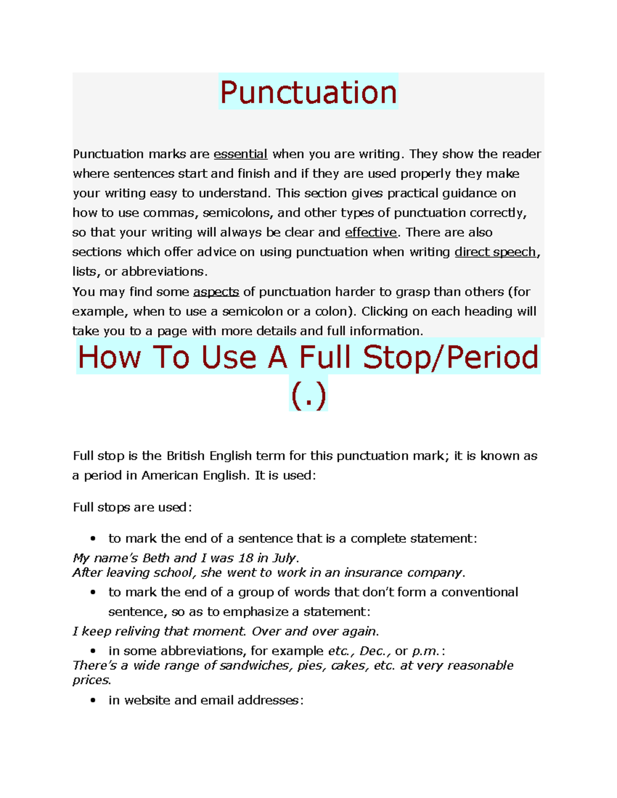 7. Punctuation - Punctuation Punctuation marks are essential when you ...