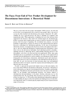 4.2 Fuzzy-front end of innovation - 4 Fuzzy-front end of innovation ...