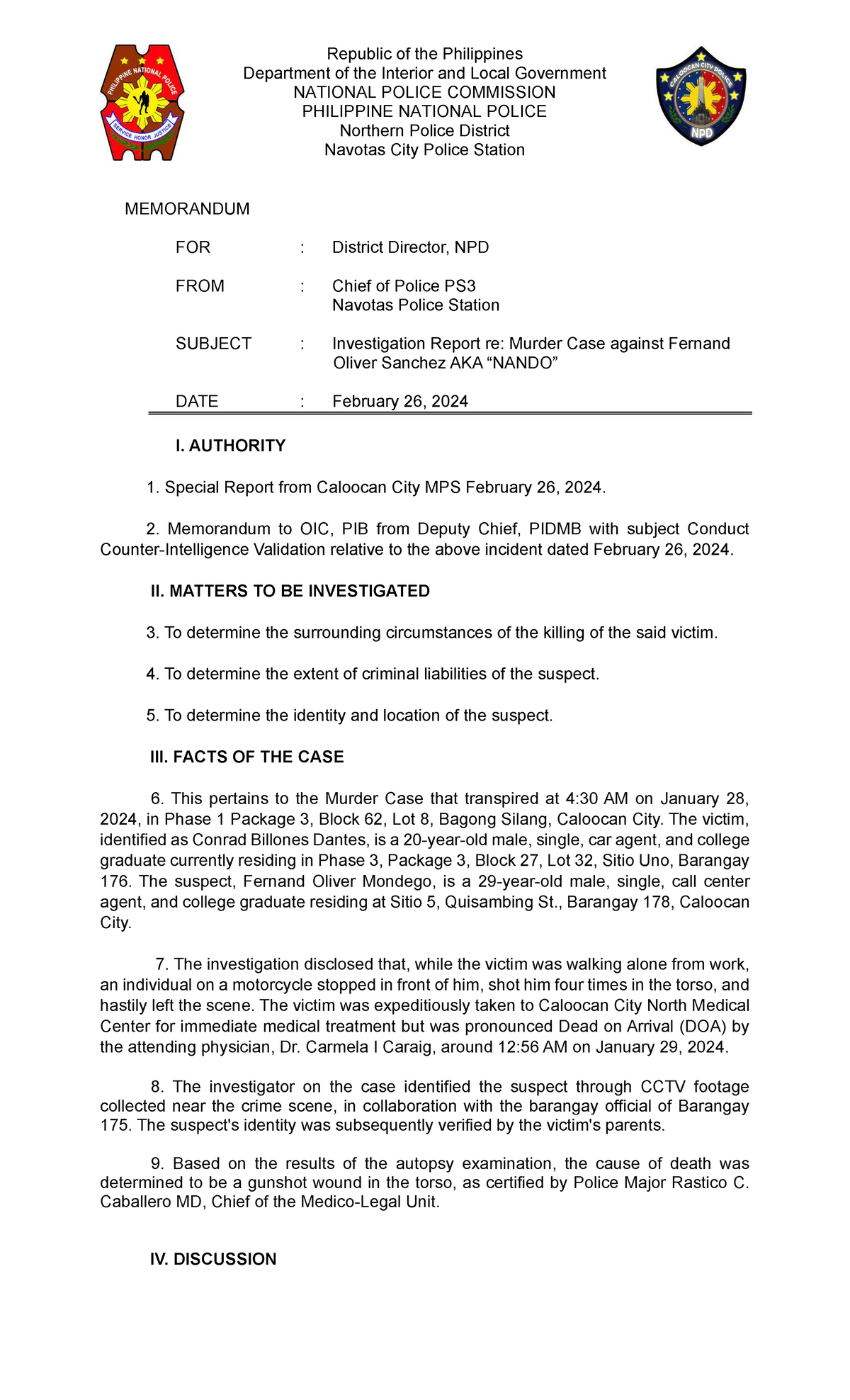 IOC- Report - Republic of the Philippines Department of the Interior ...