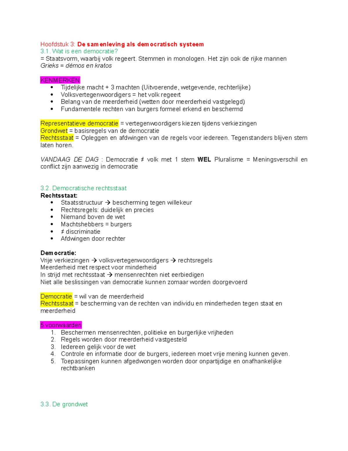 SW Democratie Samenvatting - Hoofdstuk 3: De samenleving als ...