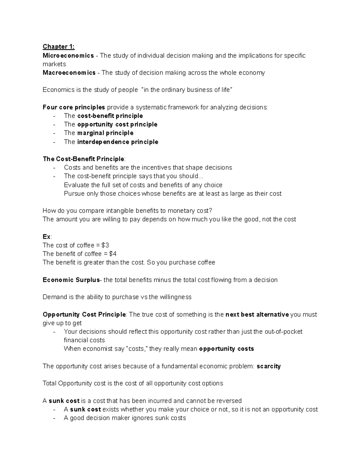 Intro to Macro - iQuiz 1 notes - Chapter 1: Microeconomics - The study ...