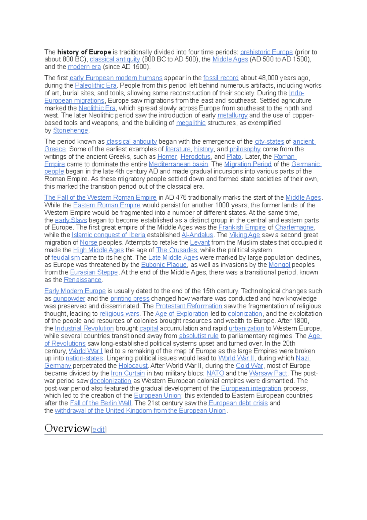 History of Europe - The first early European modern humans appear in ...